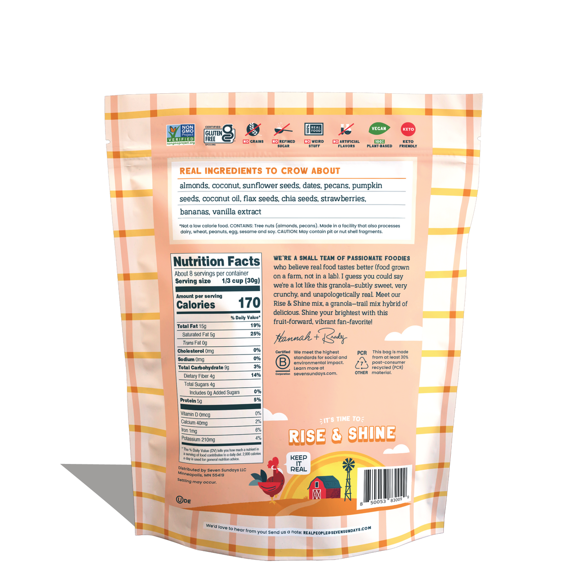 Rise & Shine Strawberry Banana Grain-Free Granola, 8oz – Seven Sundays